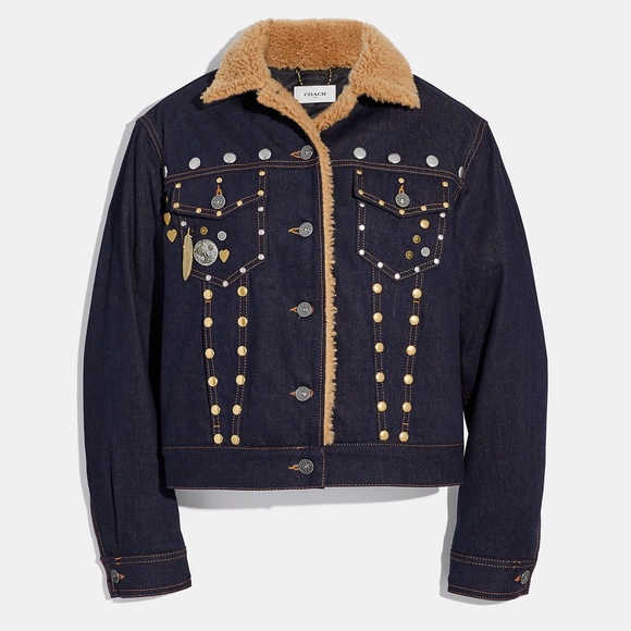 Coach | Jackets & Coats | Coach Lamb Shearling Denim Quilted Jacket ...